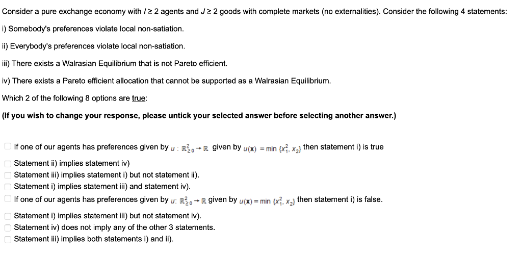 Solved Consider a pure exchange economy with / 22 agents and | Chegg.com