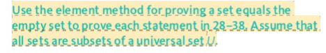 Solved Use the element method for proving a set equals the | Chegg.com