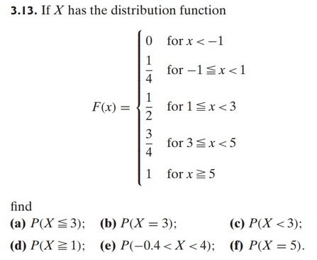 Solved 3.13. If X has the distribution function | Chegg.com
