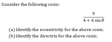 Solved Consider the following conic: 4+6sinθ9 (a) Identify | Chegg.com