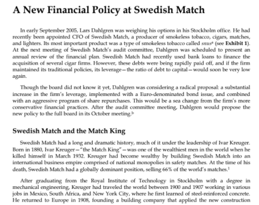 Solved What will Swedish Match’s book value balance sheet | Chegg.com