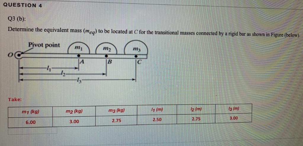 Solved QUESTION 4 Q3 (b): Determine the equivalent mass | Chegg.com
