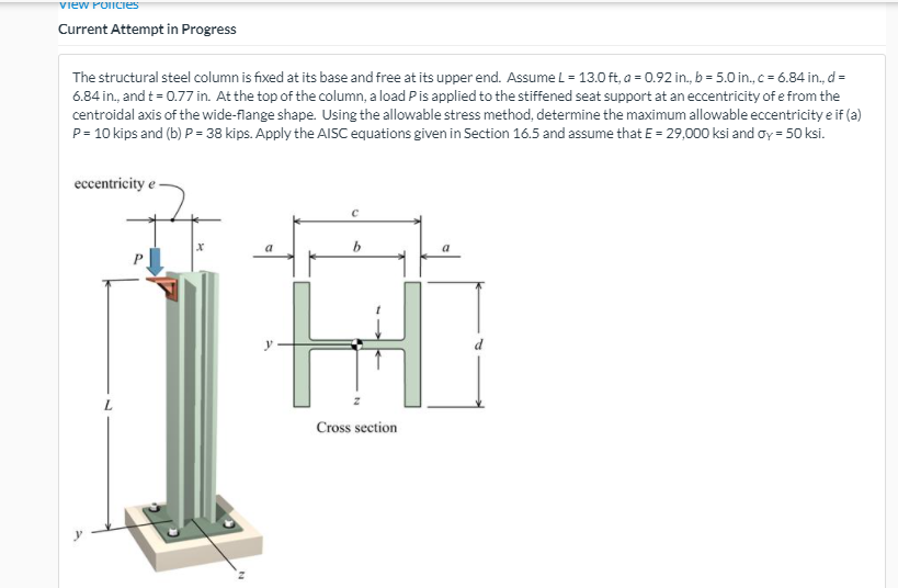 Solved view Policies Current Attempt in Progress The | Chegg.com