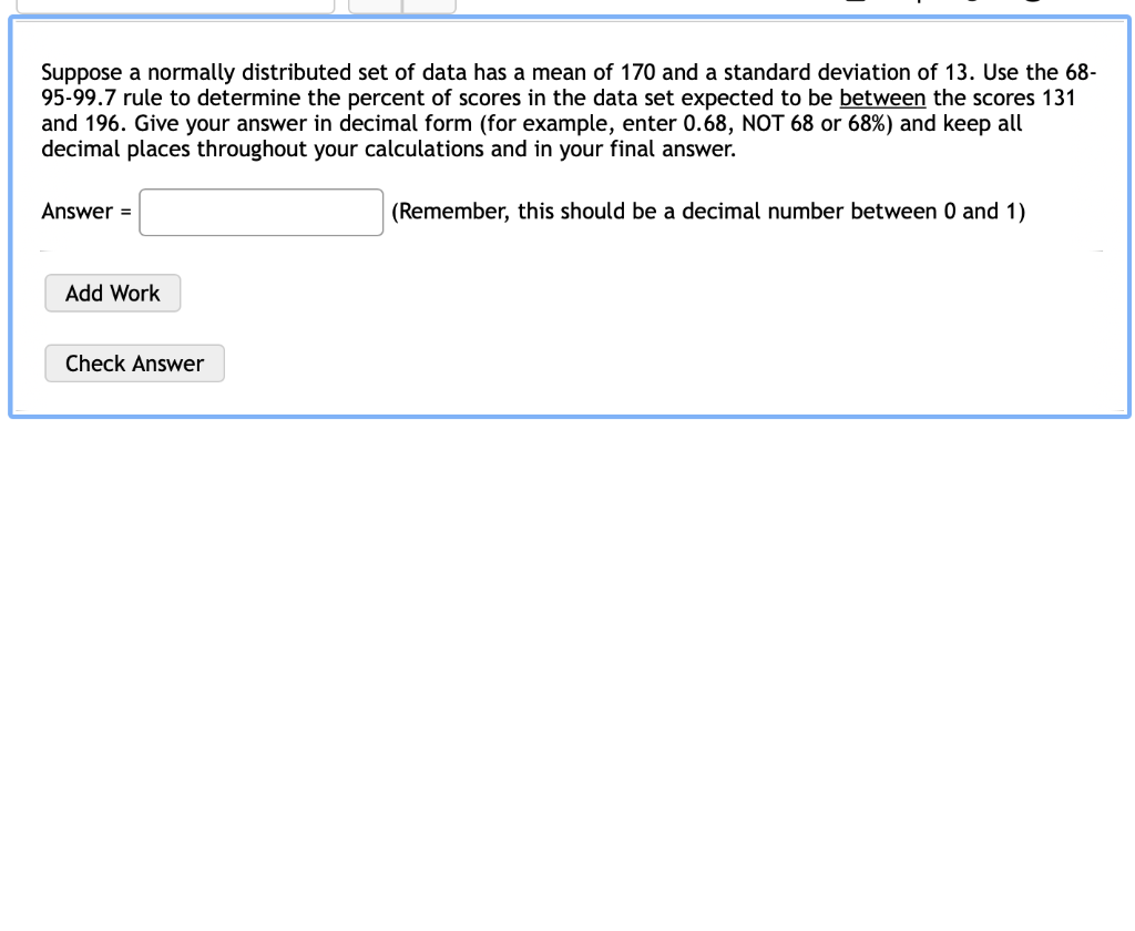 Solved Suppose a normally distributed set of data has a mean | Chegg.com
