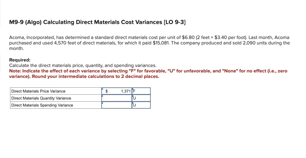 Solved M9-9 (Algo) Calculating Direct Materials Cost | Chegg.com
