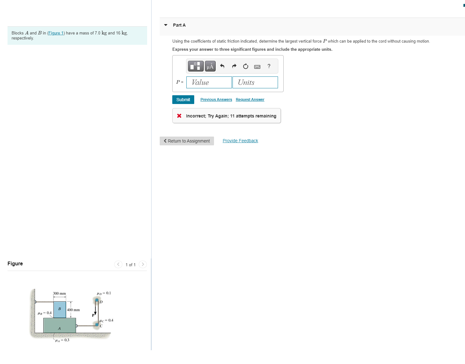 Solved Blocks A and B in (Figure 1) have a mass of 7.0 kg | Chegg.com