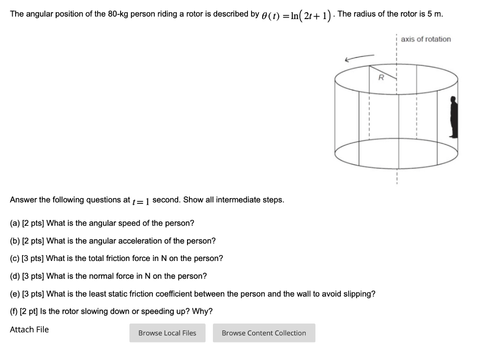 Solved The angular position of the 80−kg person riding a | Chegg.com