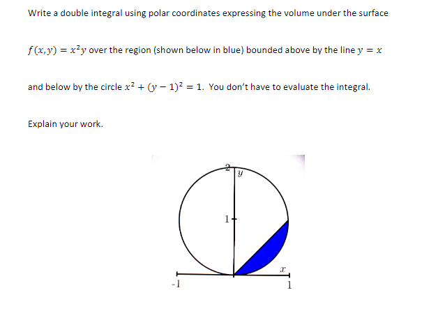 Solved Write a double integral using polar coordinates | Chegg.com