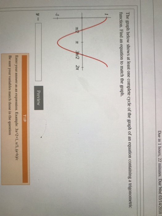 Solved The graph below shows at least one complete cycle of | Chegg.com