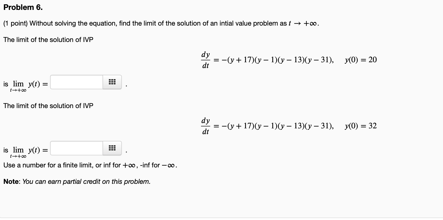 Solved Problem 6. (1 point) Without solving the equation, | Chegg.com