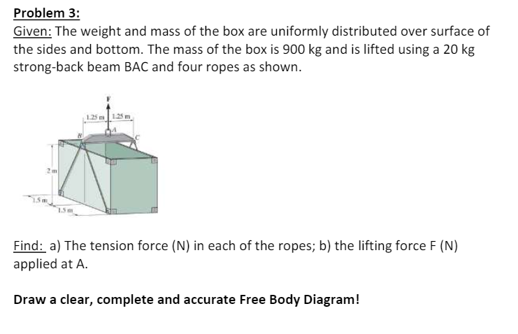 Solved Problem 3: Given: The weight and mass of the box are | Chegg.com