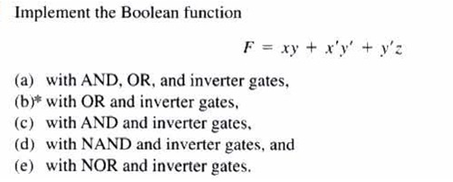 Solved Implement the Boolean function (a) with AND, OR, and | Chegg.com
