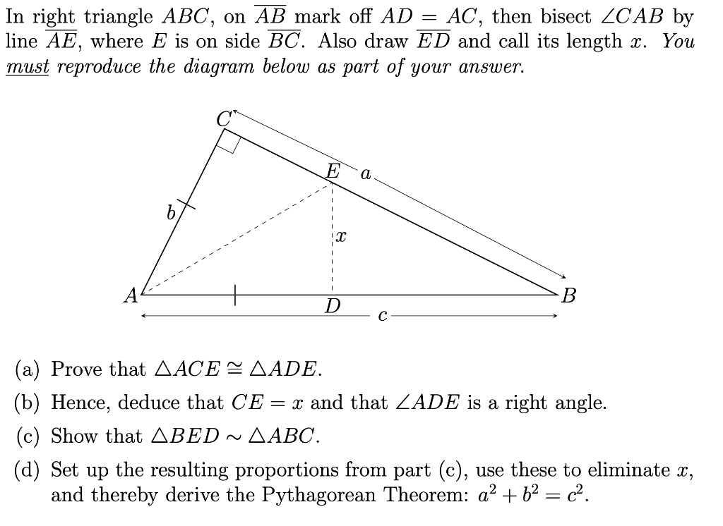 Solved In right triangle ABC, on AB mark off AD = AC, then | Chegg.com