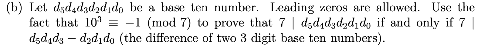 Solved b) Let d5d4d3d2d1d0 be a base ten number. Leading | Chegg.com