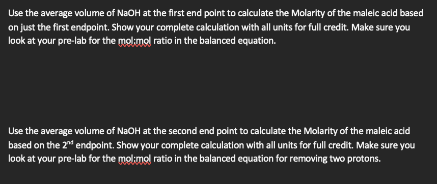 Solved Use the average volume of NaOH at the first end point | Chegg.com