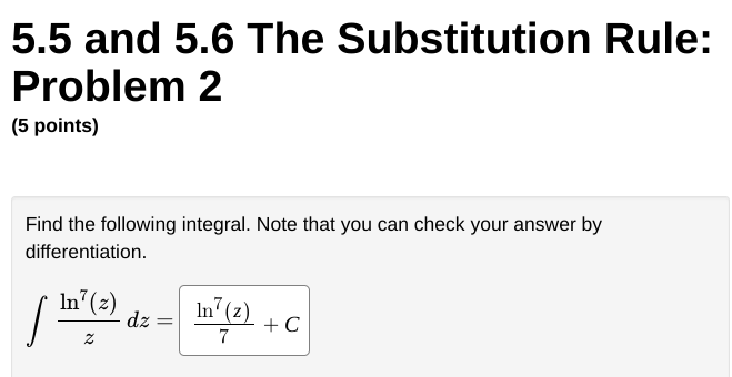 Solved 5.5 and 5.6 The Substitution Rule: Problem 2 (5 | Chegg.com