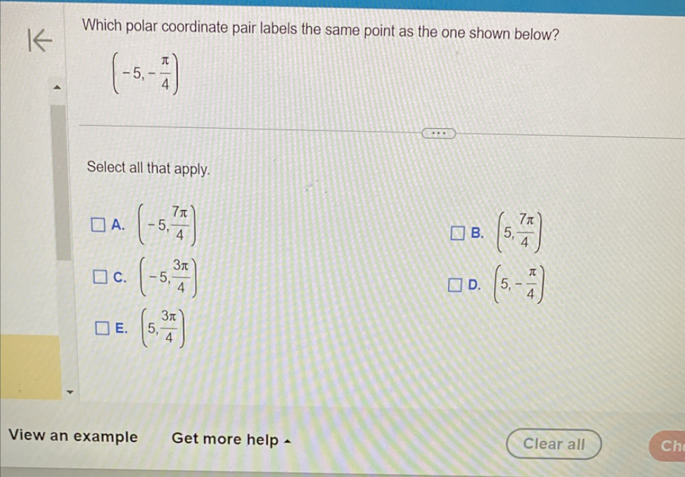 Solved Which polar coordinate pair labels the same point as | Chegg.com