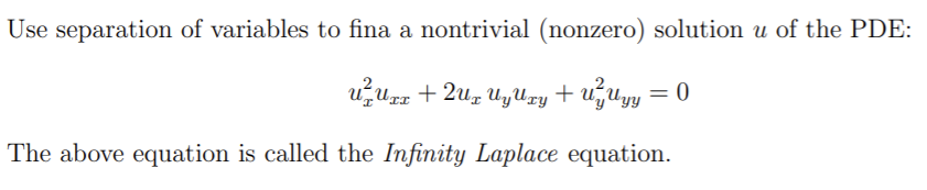 Solved Use separation of variables to fina a nontrivial | Chegg.com