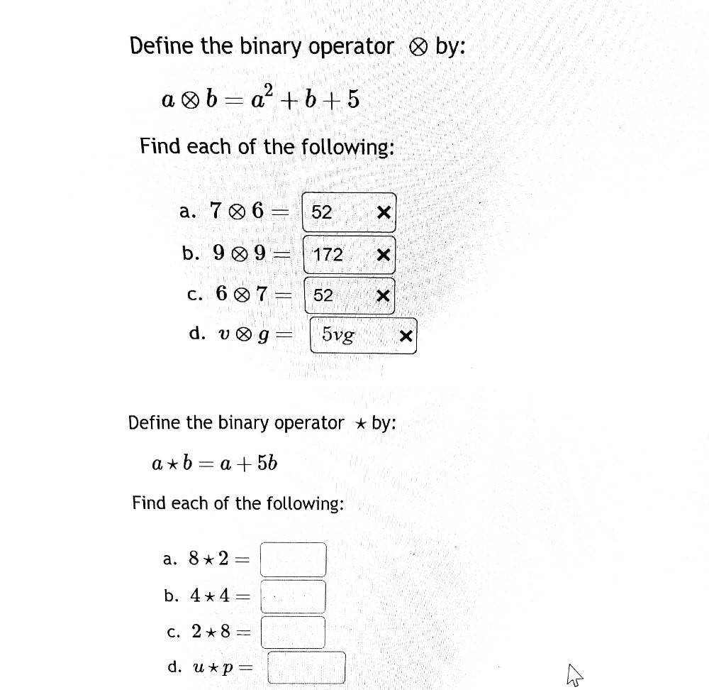 Solved Define The Binary Operator ⊗ By A⊗b A2 B 5 Find Each