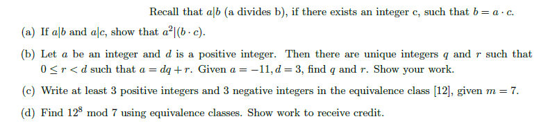 Solved Recall That A∣b A Divides B If There Exists An 