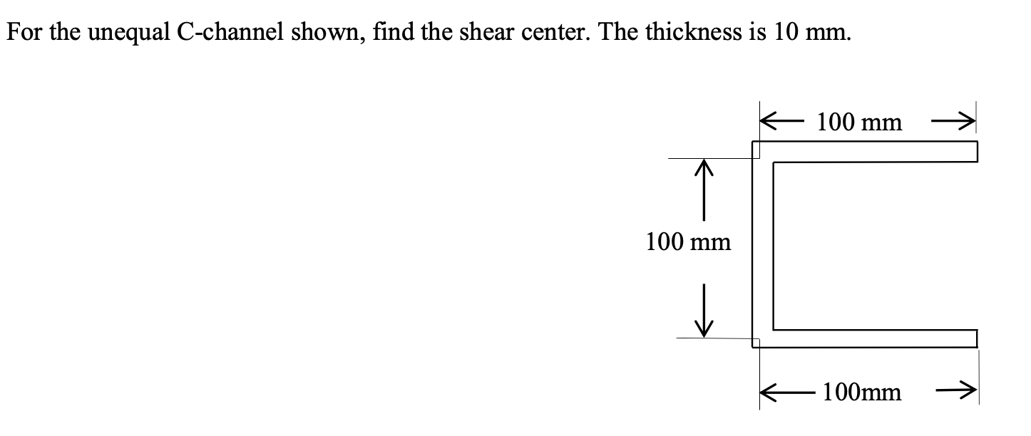 Solved For the unequal C-channel shown, find the shear | Chegg.com