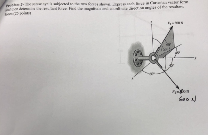 Solved Problem 2- The screw eye is subjected to the two | Chegg.com