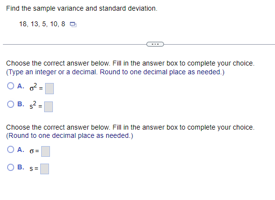 Solved Find the sample variance and standard deviation. | Chegg.com