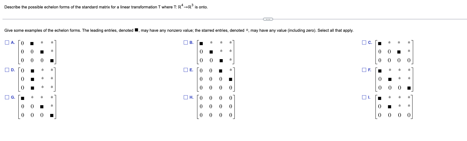 Solved Describe the possible echelon forms of the standard | Chegg.com