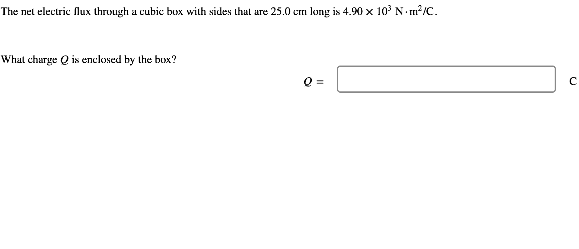 Solved The net electric flux through a cubic box with sides | Chegg.com