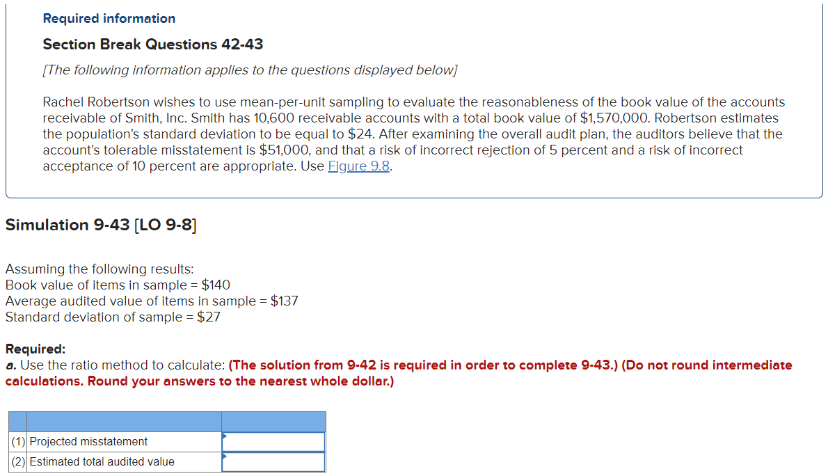 Solved Rachel Robertson wishes to use mean-per-unit sampling | Chegg.com