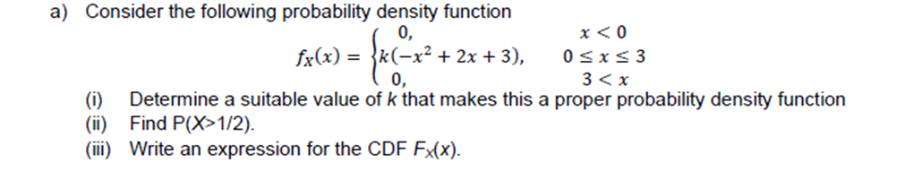 Solved \\[ f_{X}(x)=\\left\\{\\begin{array}{cc} 0, & x