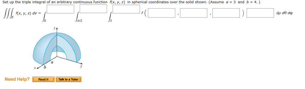 Solved Set up the triple integral of an arbitrary continuous | Chegg.com