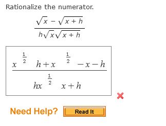 Solved Rationalize the numerator. hxx+hx−x+h | Chegg.com