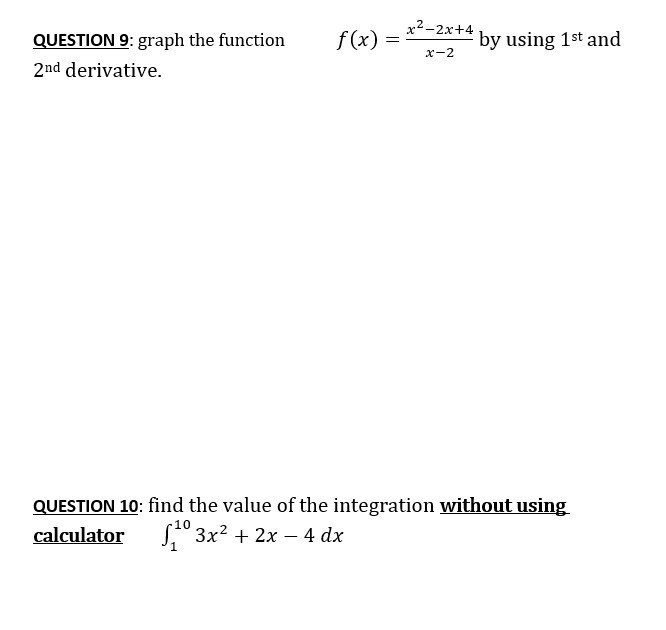 Solved QUESTION 9: graph the function f(x)=x−2x2−2x+4 by | Chegg.com