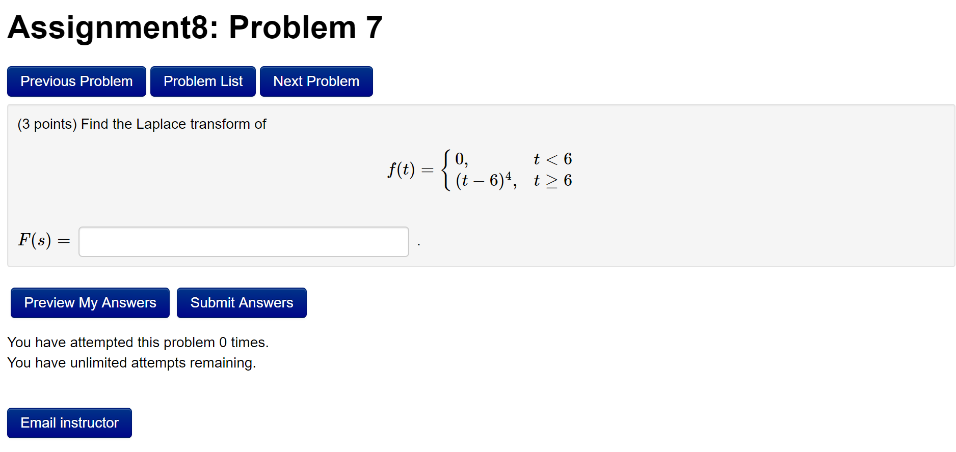 Solved Assignment8 Problem 7 Previous Problem Problem List