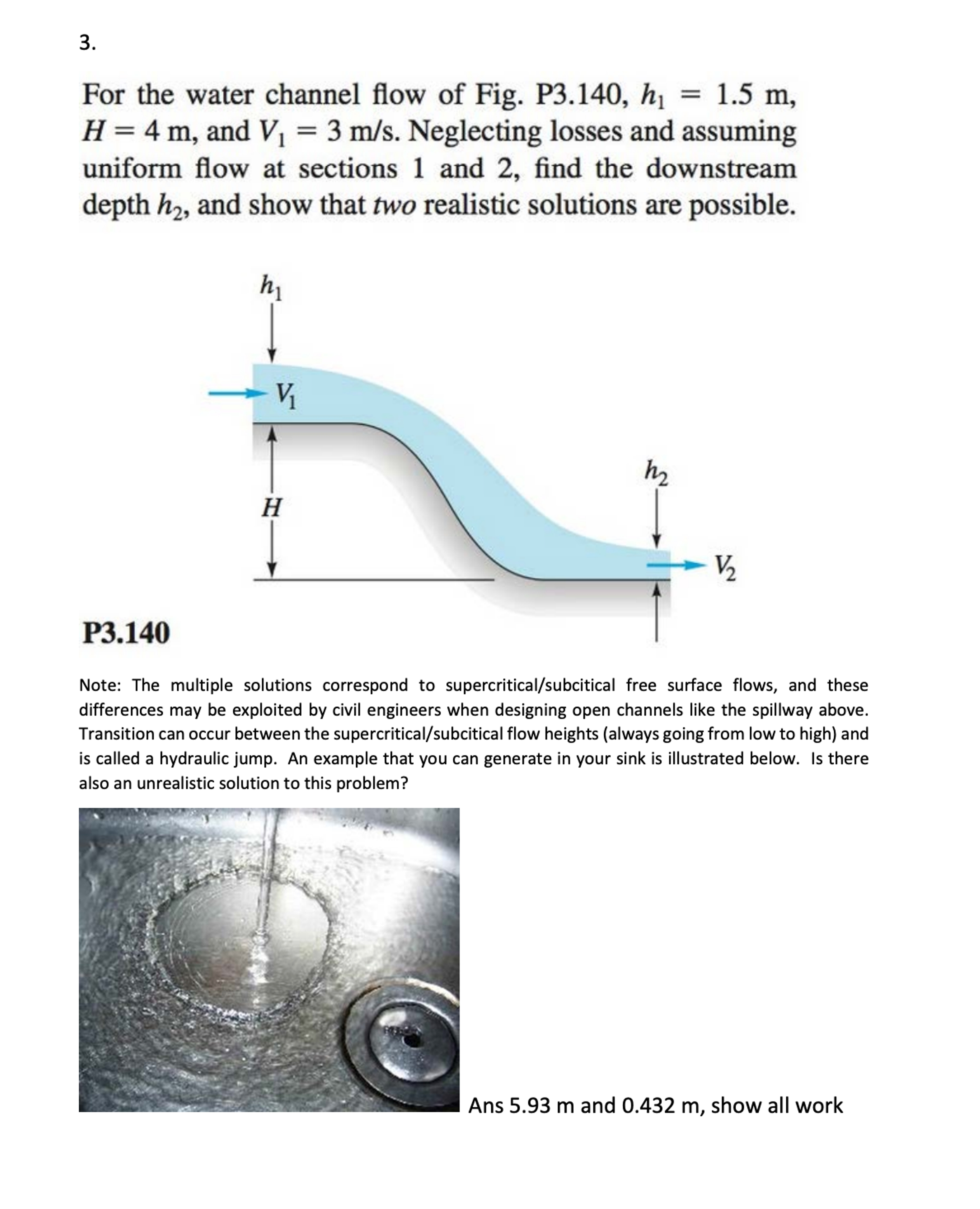 Solved For the water channel flow of Fig. | Chegg.com