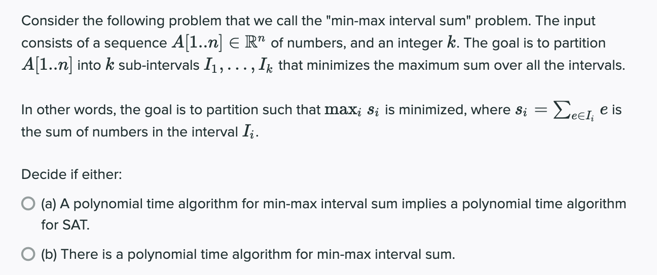 Solved Consider the following problem that we call the | Chegg.com