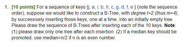 Solved 1. [10 points] For a sequence of keys | Chegg.com