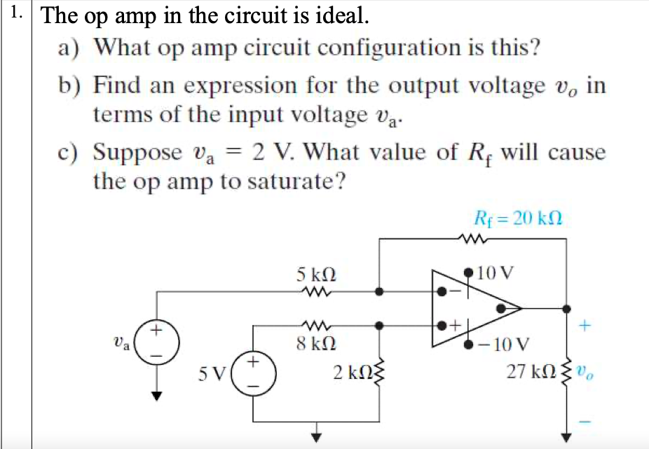 Solved The op amp in the circuit is ideal. a) What op amp | Chegg.com