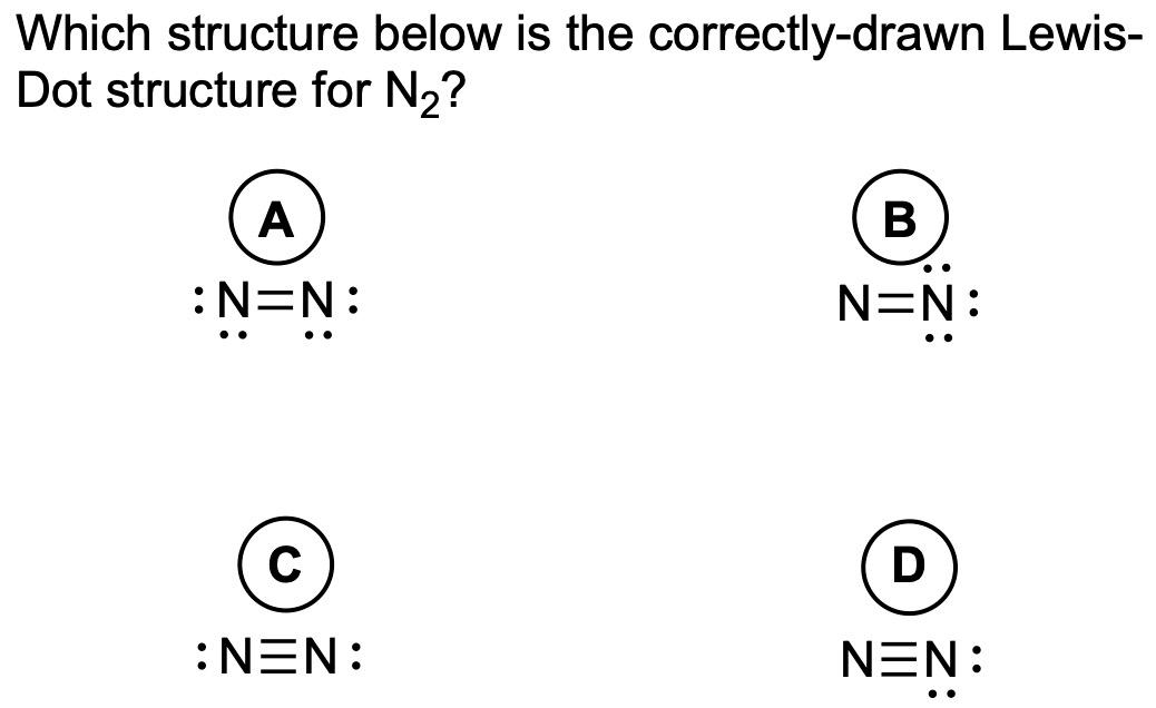 Solved Which structure below is the correctly-drawn LewisDot | Chegg.com