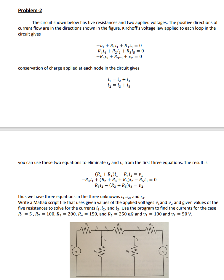 Solved The Circuit Shown Below Has Five Resistances And Two 
