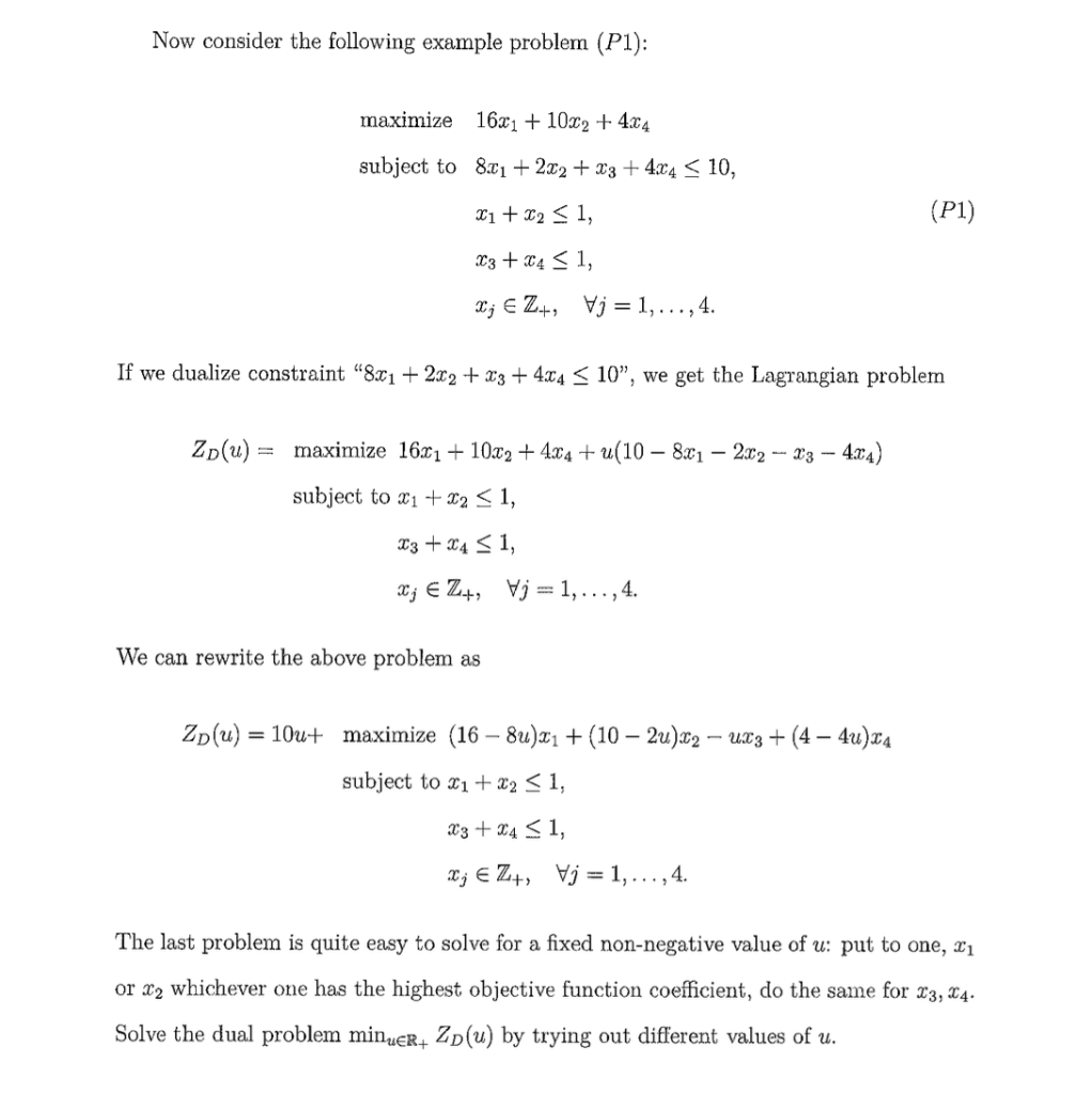 Now consider the following example problem (P1) : | Chegg.com