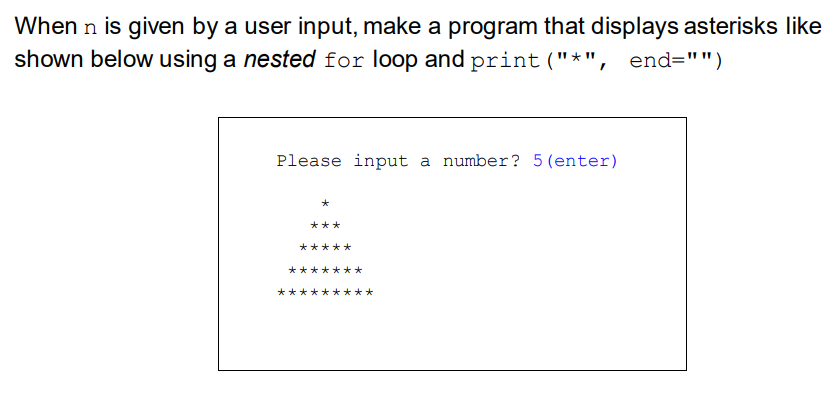 Solved When n is given by a user input, make a program that | Chegg.com
