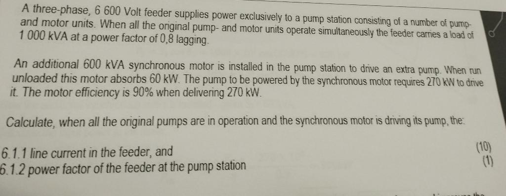 A three-phase, 6600 Volt feeder supplies power | Chegg.com