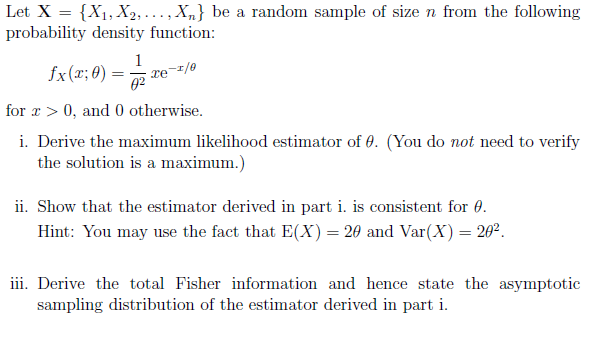 Solved Let X = {X1, X2, ..., Xn} be a random sample of size | Chegg.com