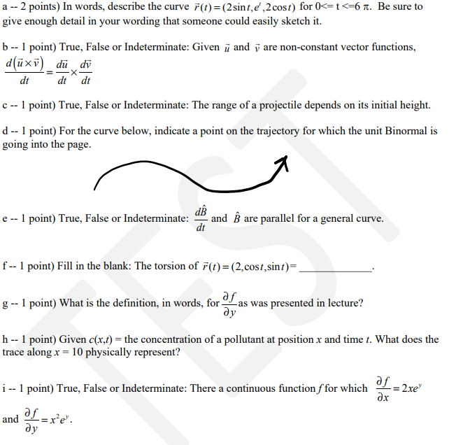 a −2 points) In words, describe the curve | Chegg.com