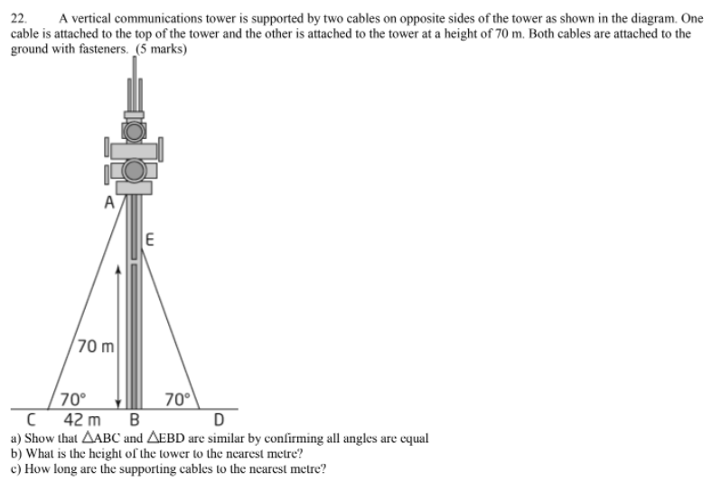 Solved 22. A vertical communications tower is supported by | Chegg.com