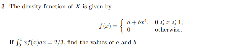Solved 3. The density function of X is given by | Chegg.com