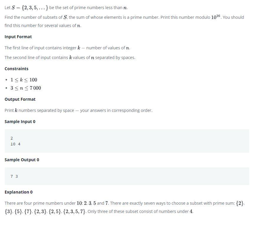 Solved Let S = {2,3,5,... } be the set of prime numbers less | Chegg.com