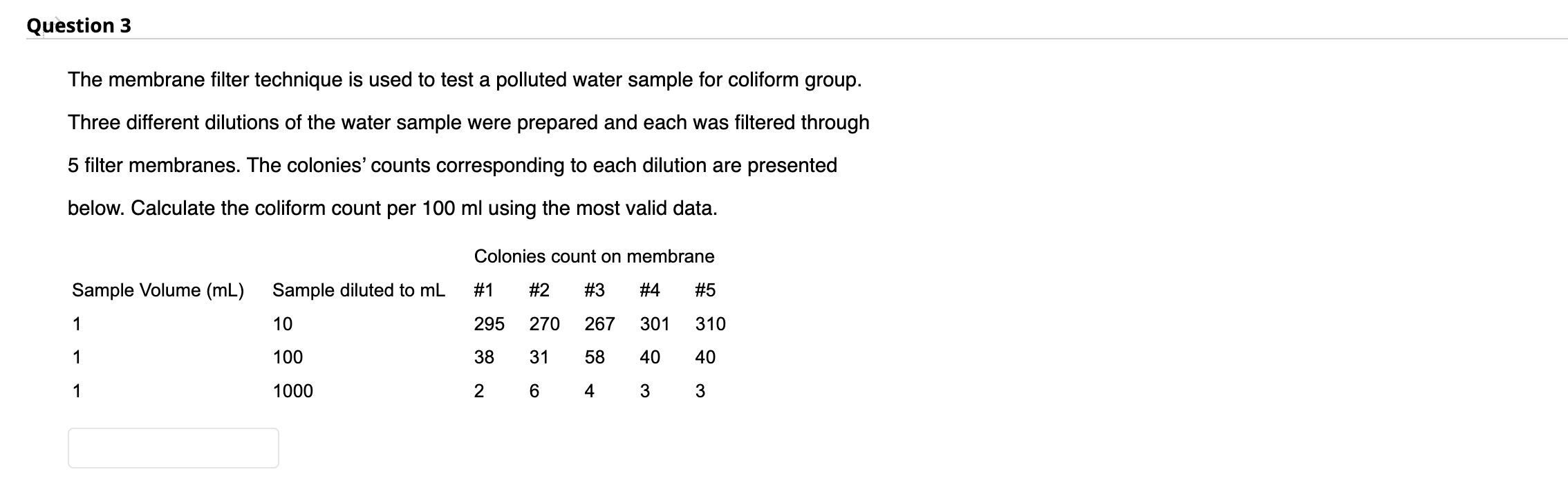 Solved The membrane filter technique is used to test a | Chegg.com
